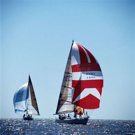 Sailing Boat Sailing In Argentina And A Race On The River Editorial