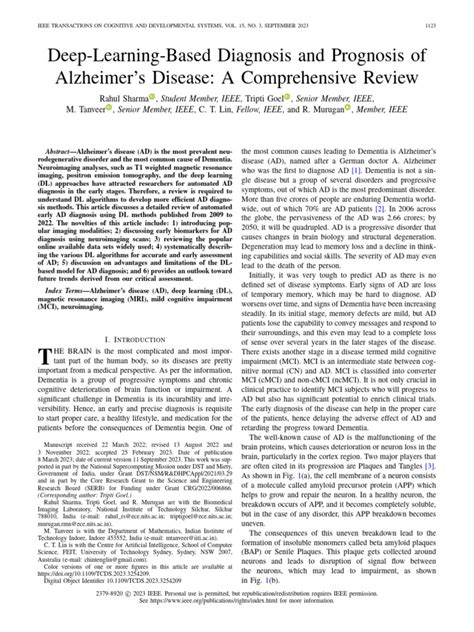 Deep Learning Based Diagnosis And Prognosis Of Alzheimers Disease A Comprehensive Review Pdf