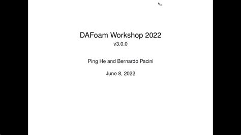 dafoam workshop 2022 youtube