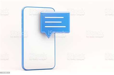 흰색 배경에 음성 거품이있는 3d 스마트 폰 통신 및 소셜 미디어 개념 3d 일러스트 배경 3차원 형태에 대한 스톡 사진 및 기타 이미지 Istock