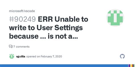 err unable to write to user settings because is not a registered