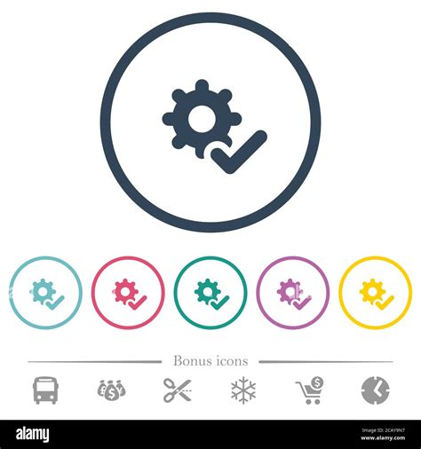 Settings Ok Flat Color Icons In Round Outlines 6 Bonus Icons Included Stock Vector Image And Art