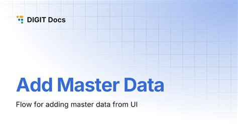 add master data digit docs