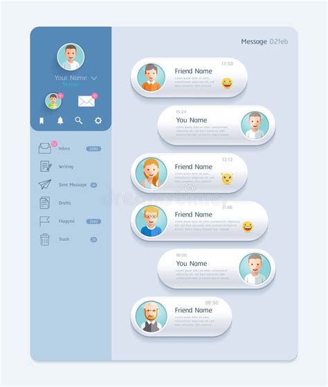 Messenger Chat Interface With Dialogue Window Background Mobile UI Design Concept Stock Vector