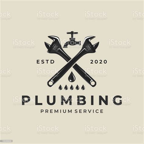 배관 로고 빈티지 벡터 일러스트 템플릿 디자인 전문 비즈니스 컨셉 엠블럼 디자인을 위한 배관공 로고 연관공에 대한 스톡 벡터