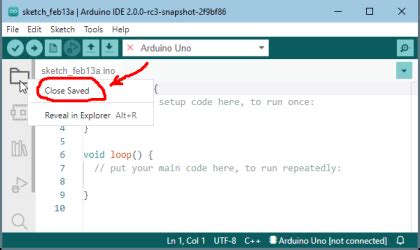 Evaluate Newly Introduced Close Saved Activity Icon Context Menu Item Issue Arduino