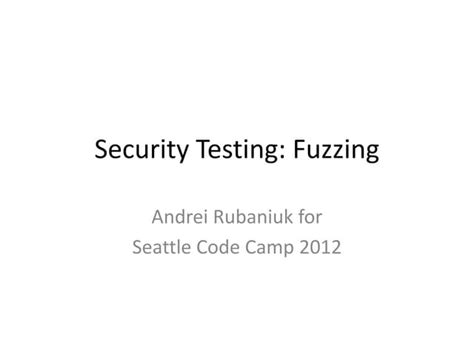security testing fuzzing ppt
