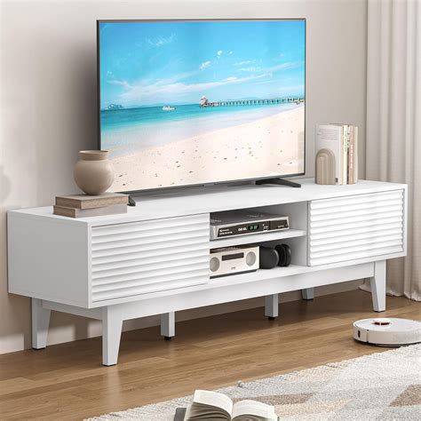 Puffcafe Fluted Tv Stand For 55 60 65 Inch Tvmid Century Modern