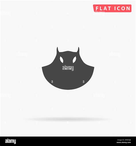 Executioner Evil Face Mask Simple Flat Black Symbol With Shadow On