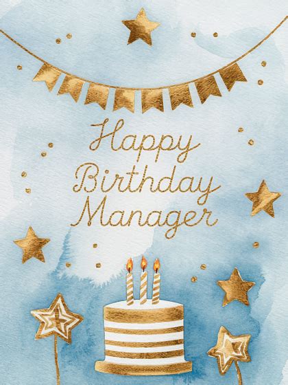 Free Watercolor Birthday Card For Manager