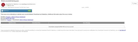 Smartsheet Connector Error Smartsheet Unexpected Rest Api Error Has