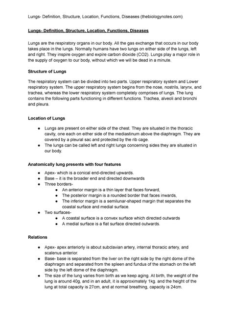 Anatomy Lungs Lungs Definition Structure Location Functions Diseases Lungs Are The