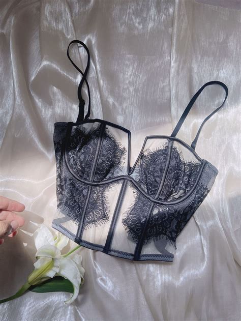 鱼骨胸衣马甲长款法式文胸抹胸内衣性感蕾丝背心兔耳朵透纱欧美风 阿里巴巴