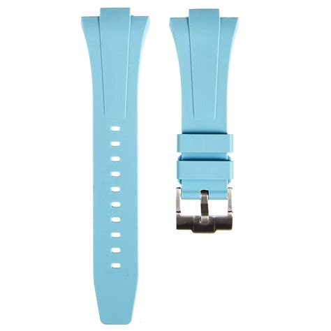 Light Blue Replacement Rubber Watch Strap For Tissot Prx 80 Powermatic 40mm