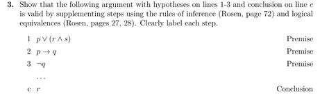 solved 3 show that the following argument with hypotheses