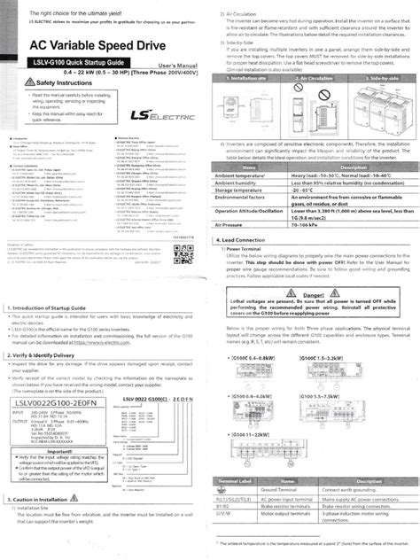 Lslv G100 Quick Startup Guide Pdf Electrical Engineering Electricity