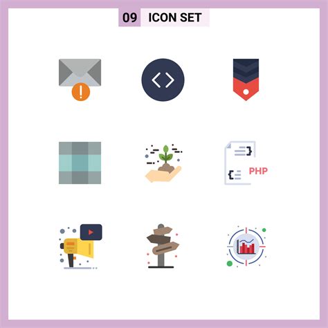 9 User Interface Flat Color Pack Of Modern Signs And Symbols Of Grow Eco Rank Agriculture Layout