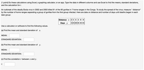 solved 1 point do these calculations using excel a
