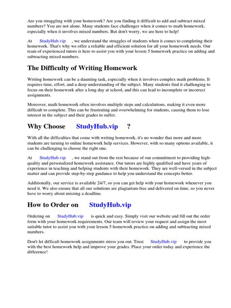 lesson 5 homework practice add and subtract mixed numbers pdf