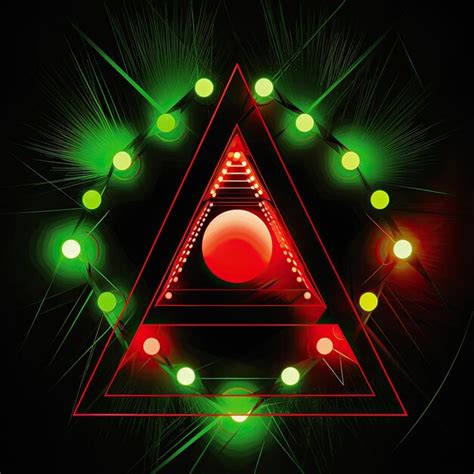 Premium Ai Image Vibrant Red Triangles Intersecting With Neon Green Circles