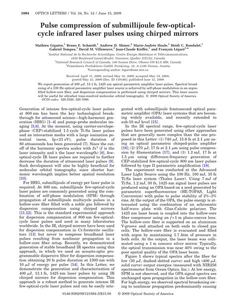 Pdf Pulse Compression Of Submillijoule Few Optical Cycle Infrared Laser Pulses Using Chirped