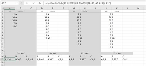 Excel How To Find The Last Consecutive Column Values Stack Overflow