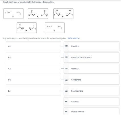 solved match each pair of structures to their proper