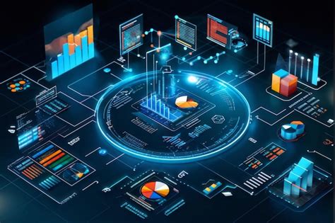 Futuristic Data Analysis With Ai And Complex Visualizations Premium Ai Generated Image