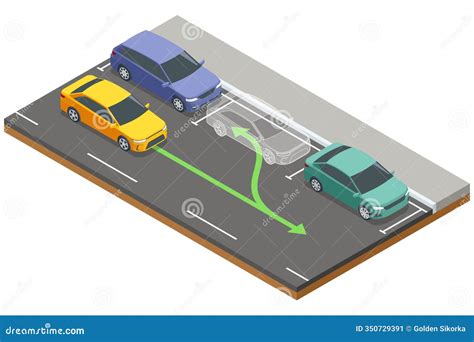 Parallel Parking Example Scheme Driving License Exam Guide Vector
