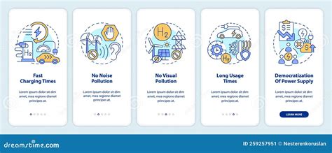 Hydrogen Fuel Cells Pros Onboarding Mobile App Screen Stock Vector
