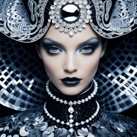 Woman In Silver And Black High Fashion Attire