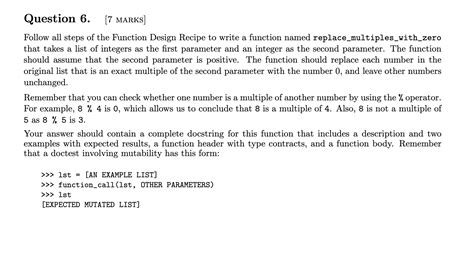 Solved Follow All Steps Of The Function Design Recipe To