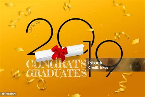 축 하 졸업생 2019의 졸업 클래스에 대 한 문자입니다 졸업 디자인 축 이벤트 파티 인사말 초대 카드 고등학교 또는 대학 대학원에 대 한 벡터 텍스트입니다 졸업식에 대한