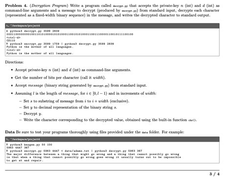problem 4 decryption program write a program
