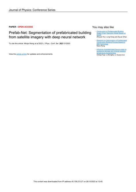 Pdf Prefab Net Segmentation Of Prefabricated Building From Satellite Imagery With Deep Neural