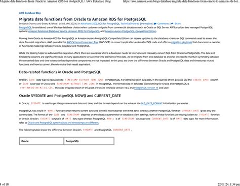 Migrate Date Functions From Oracle To Amazon Rds For Postgre Sql Aws