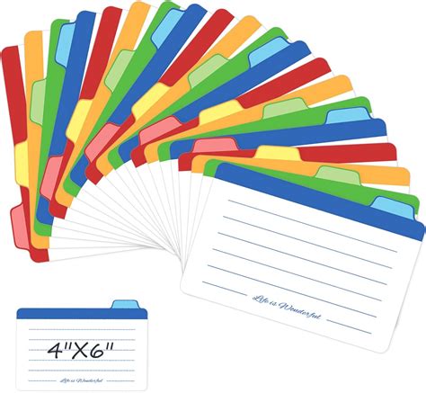 Neando Index Cards Guide Dividers 4x6 Inches The Blank Index Cards Guide 1 4 Cut Tabbed Note