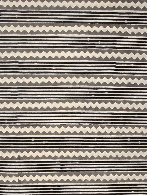 Bagru Grey Natural Dyed Zigzag With Lines Stripe Pattern Cotton Cambri