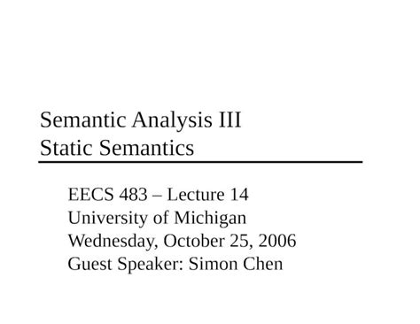 Ppt Semantic Analysis Iii Static Semantics Dokumentips