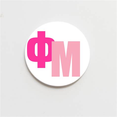 Phi Mu Greek Block Letters Button Etsy
