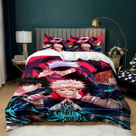 3 Pieces Jujutsu Kaisen Bedding Set Lightweight Duvet Cover Set For