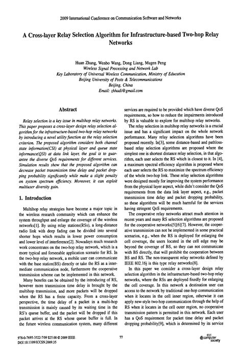 Pdf A Cross Layer Relay Selection Algorithm For Infrastructure Based Two Hop Relay Networks