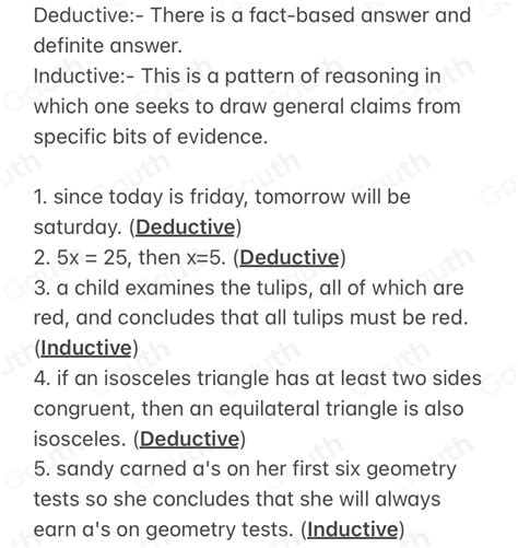 Solved II Read The Following Arguments And Determine Whether They Use Inductive Or Deductive