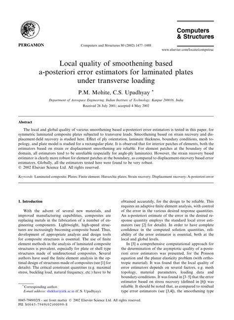 Pdf Local Quality Of Smoothening Based A Posteriori Error Estimators