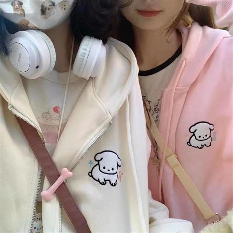 C C Shop เสื้อกันหนาวผู้หญิง เสื้อคลุมแขนยาวมีฮู้ด มีซิป ผ้าสำลี ลายปัก น่ารัก สไตส์วัยรุ่น