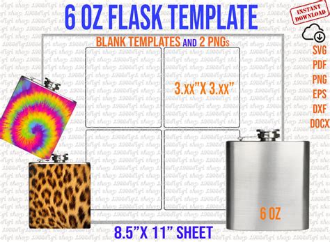 Flask Svg Flask Template Flask 6 Oz Template Alcohol Svg Flask Svg