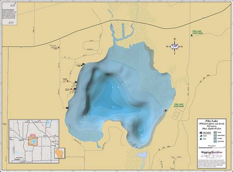 Pike Lake Wall Map Pike Lake Wall Map