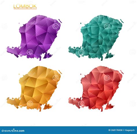 Set Of Vector Polygonal Maps Of Lombok Stock Vector Illustration Of Lombok Network 268178458