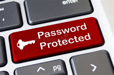 Password Protected On Red Laptop Keyboard Button Security And Password