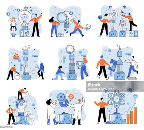 팀 문제 해결 프로젝트 완료 작업 완료 테스트 옵션 승인 문서 확인 나침반에 대한 스톡 벡터 아트 및 기타 이미지 나침반